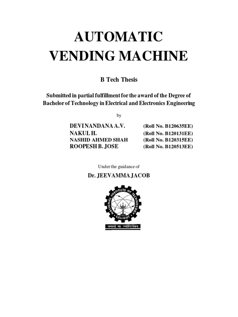 RFID Vending Machine Thesis | PDF | Electrical Engineering ...
