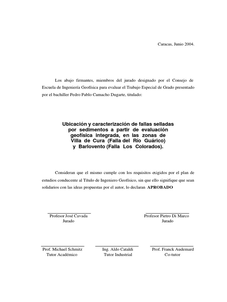 Tesis Pedro Camacho | PDF | Falla (geología) | Estrato Tesis Pedro Camacho | PDF | Falla (geología) | Estrato