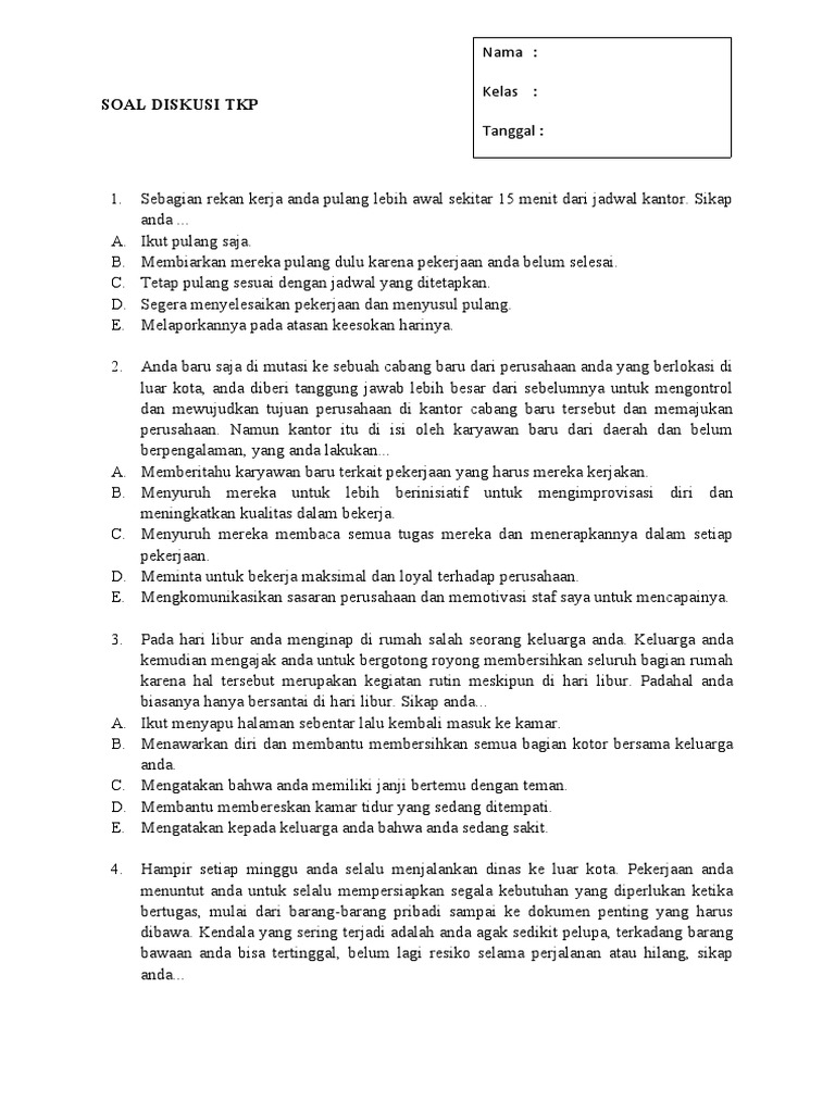 Soal Diskusi TKP Ikdin CPNS 2 | PDF