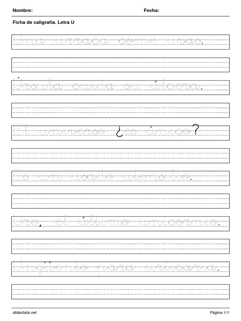 Ficha Caligrafia Letra U | PDF