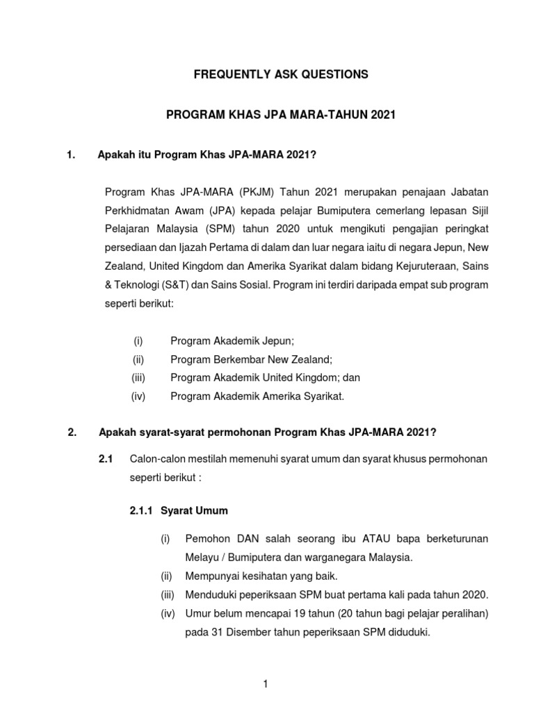 Faq Jpa Mara 2021-1 | PDF