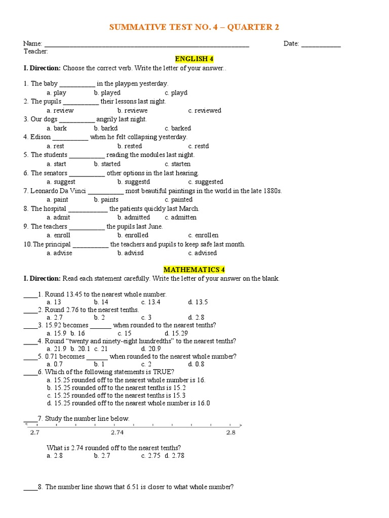 Q2 - Summative Test No. 4 | PDF
