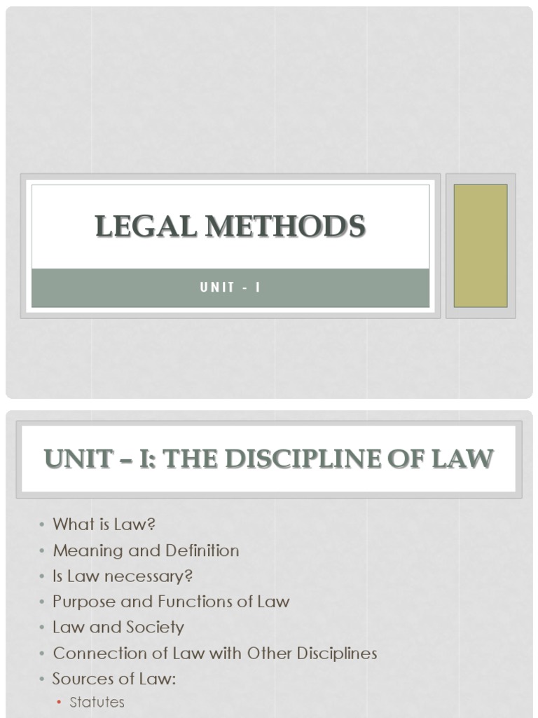 Legal Methods - Unit - I | PDF | Sources Of Law | Precedent
