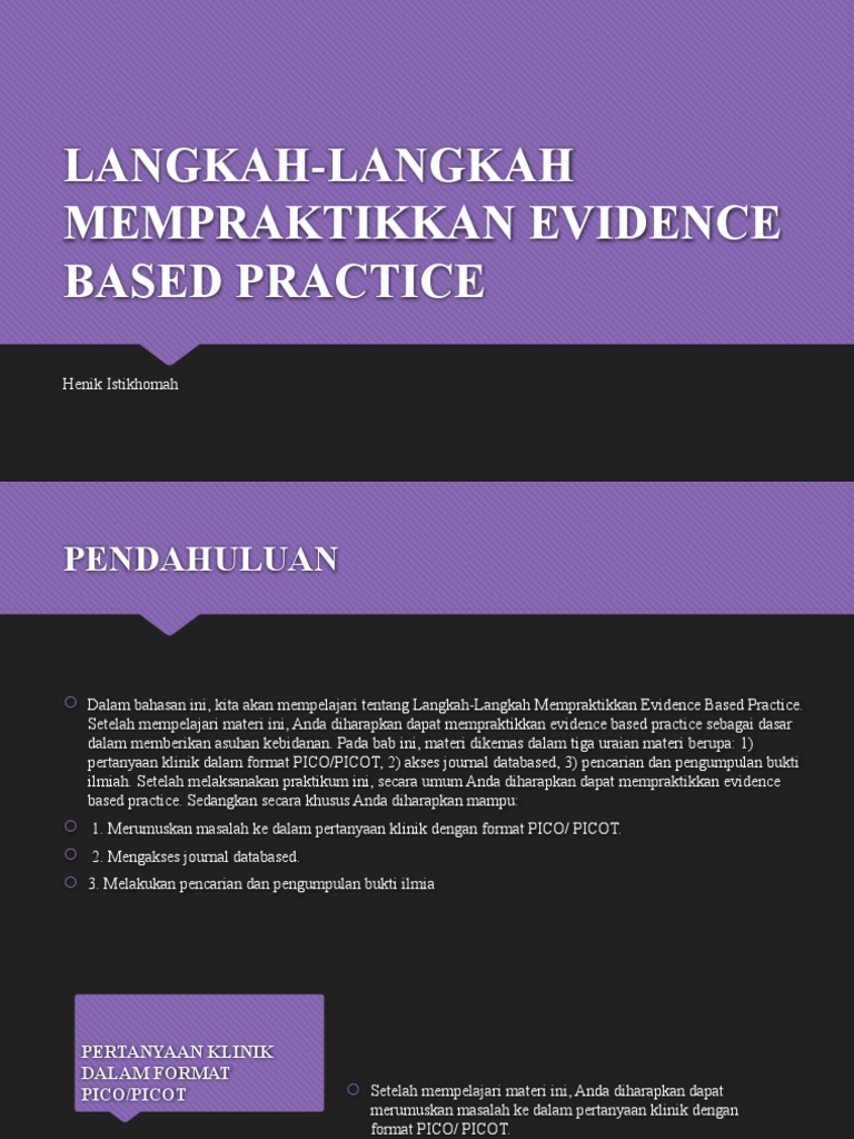 Langkah-Langkah Mempraktikkan Evidence Based Practice | PDF