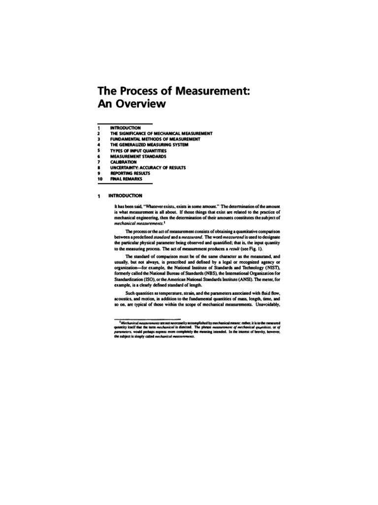The Process of Measurement: An Overview: Mechanical Measurements.1 ...