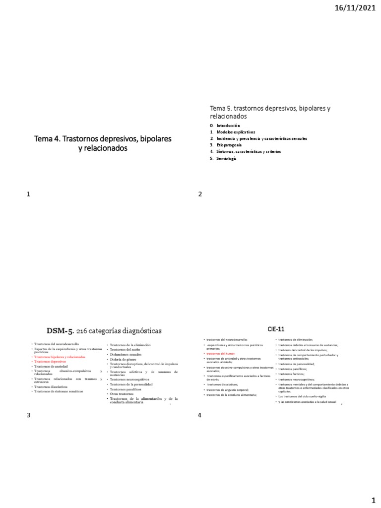 Tema 4. Trastornos Depresivos, Bipolares y Relacionados | PDF | Trastorno depresivo mayor | Manía