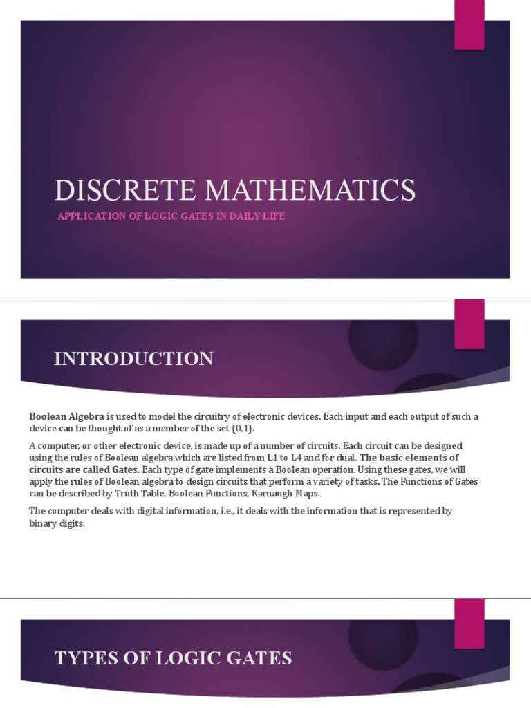 Discrete Mathematics Presentation | PDF | Logic Gate | Electronic Circuits