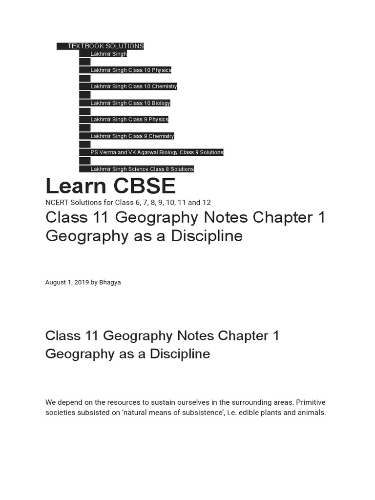 Geo-Chapter - 1, Part-1, Class-11 | PDF | Geography | Natural Environment