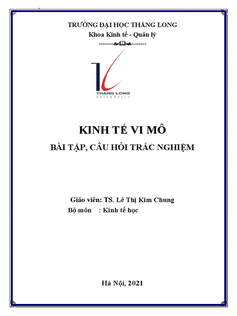 Bai - Tap - Va - Trac - Nghiem - KT Vi Mo - 2021 | PDF