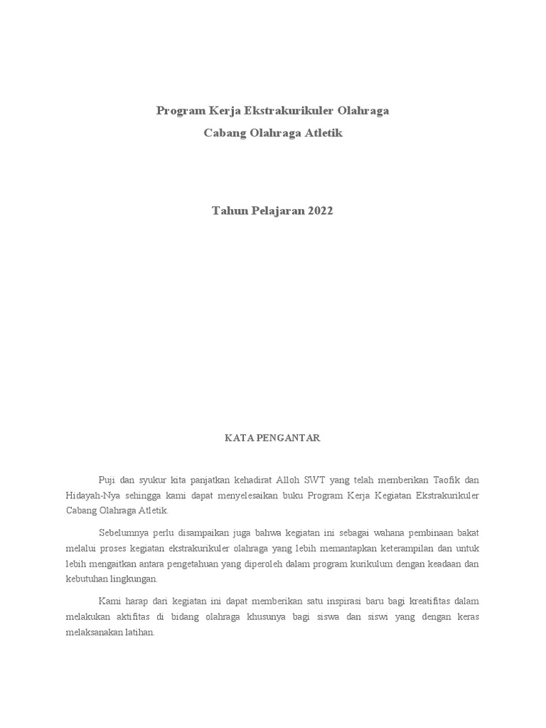 Program Kegiatan Eskul Atletik | PDF