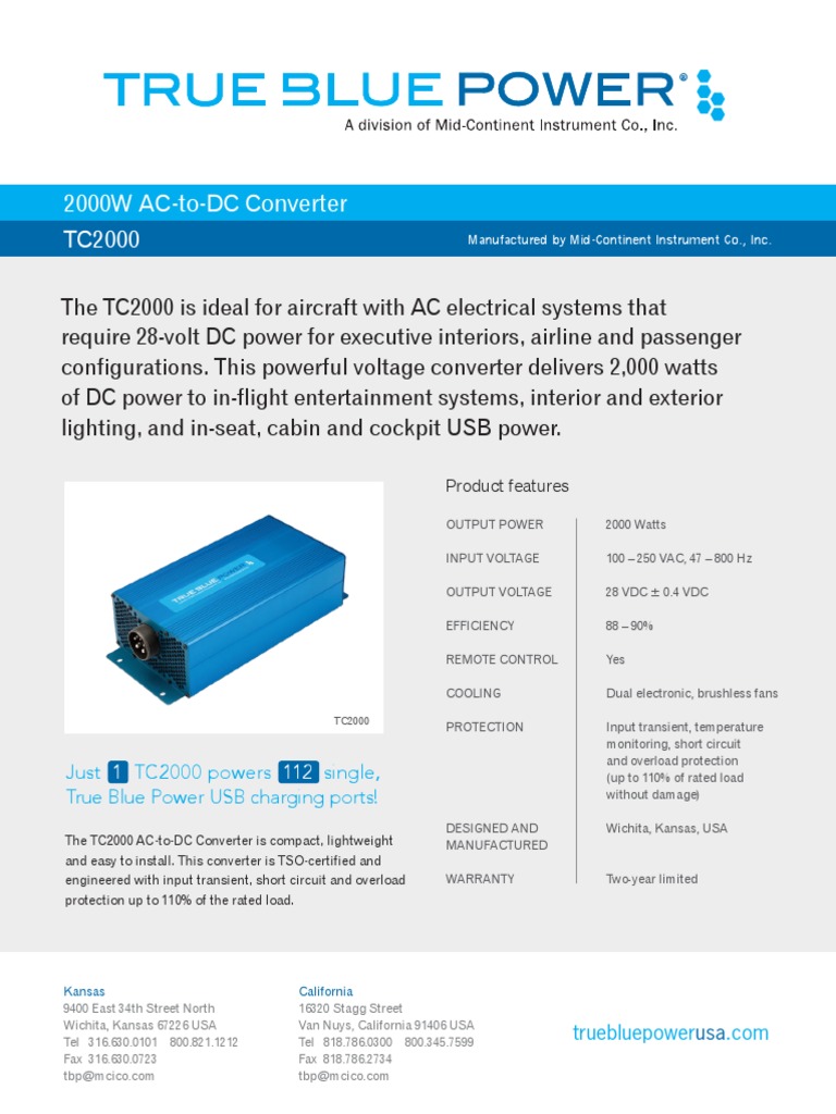 2000W AC-to-DC Converter TC2000: Just TC2000 Powers Single, True Blue ...