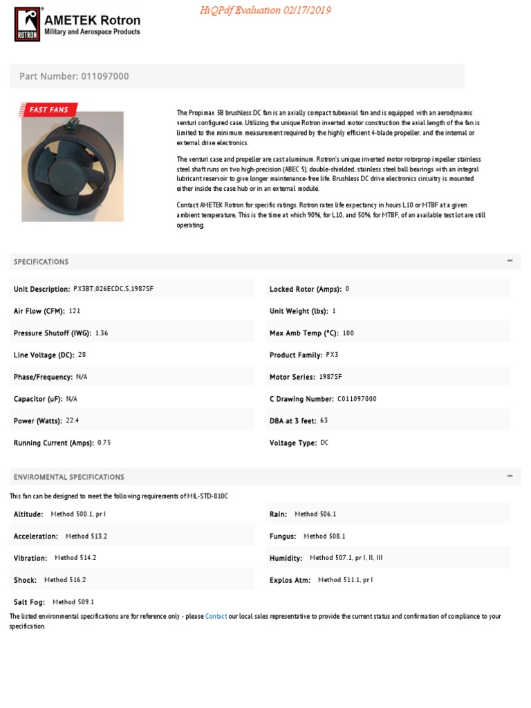 Fan - AMETEX Rotron | PDF | Electric Motor | Amplifier