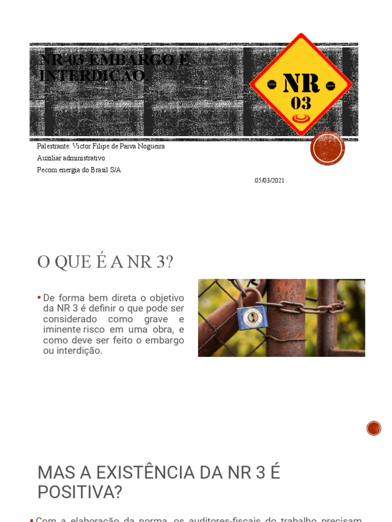 NR-03 Embargo e Interdição | PDF | Probabilidade | Morte
