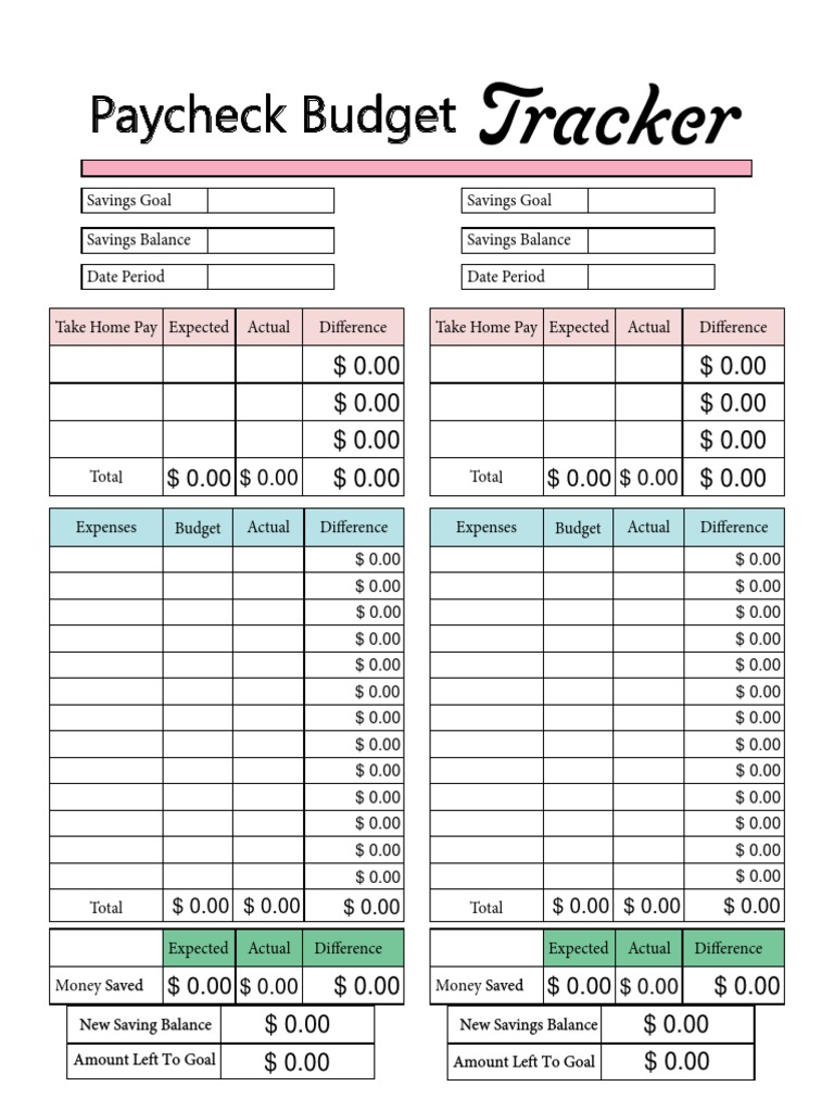 Paycheck Budget Tracker Fillable | PDF | Economies | Money