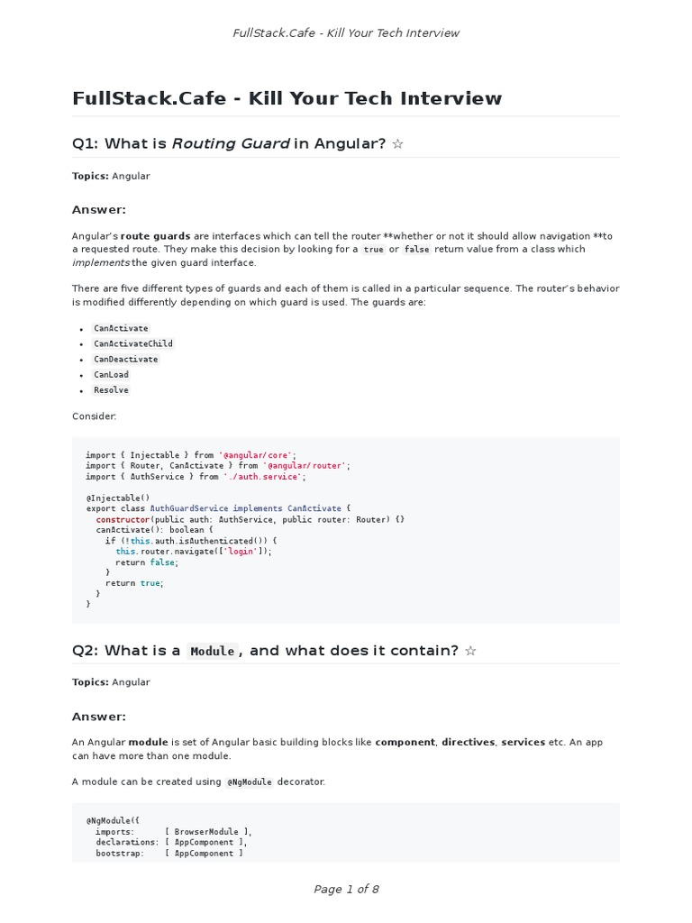 Fullstack - Cafe - Kill Your Tech Interview: Routing Guard | PDF | Angular Js | Software Engineering