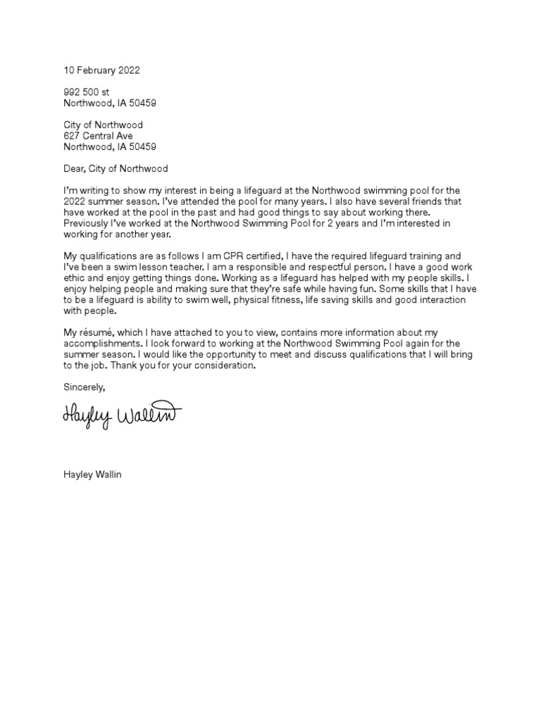 Portfolio Cover Letter | PDF