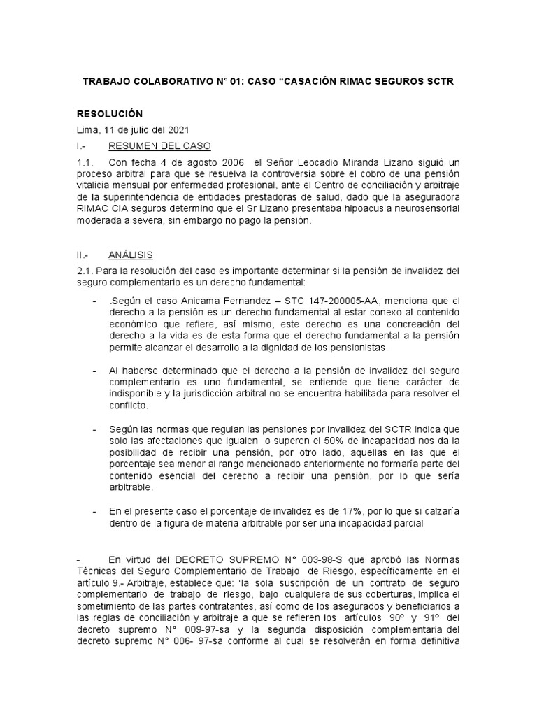 Caso RIMAC ARBITRAJE | PDF | Arbitraje | Seguro
