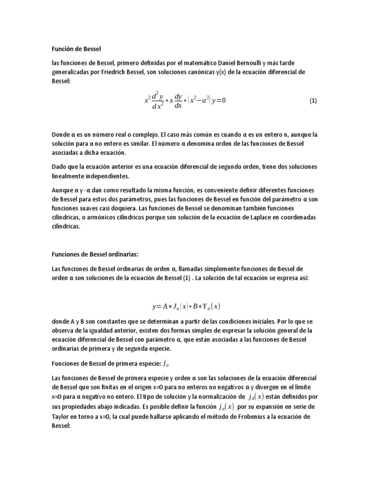 Función de Bessel | PDF | Ecuaciones | Análisis matemático