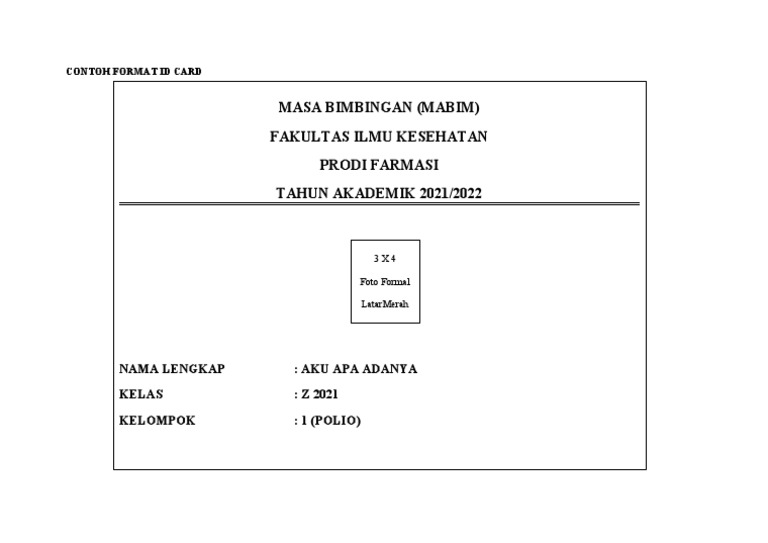 Contoh Format Id Card | PDF