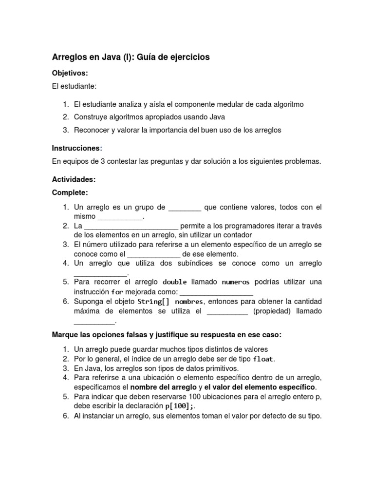 09 Arreglos en Java Clase Práctica | PDF | Estructura de datos de matriz | Java (lenguaje de ...