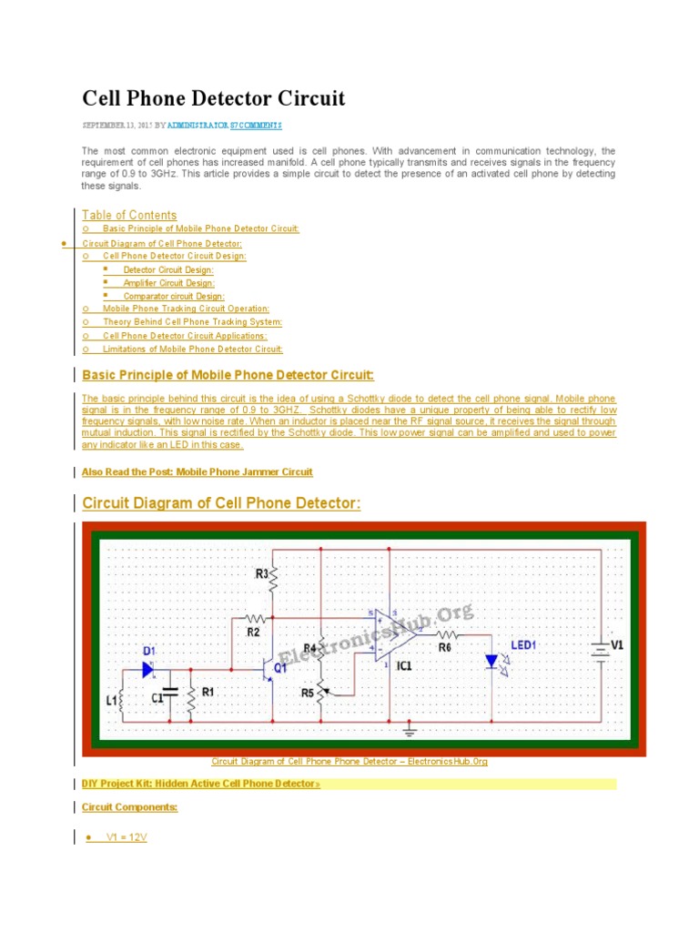 Cell Phone Detector Circuit | PDF | Bipolar Junction Transistor | Amplifier