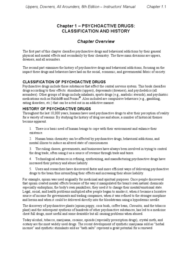 Chapter 1 - Psychoactive Drugs: Classification and History | PDF ...