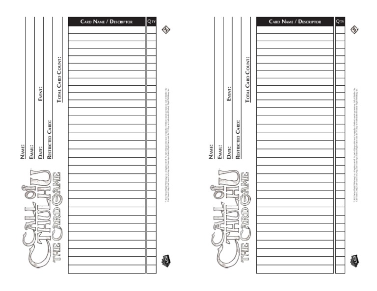 Coc Deck Sheet | Download Free PDF | Role Playing | Leisure Activities