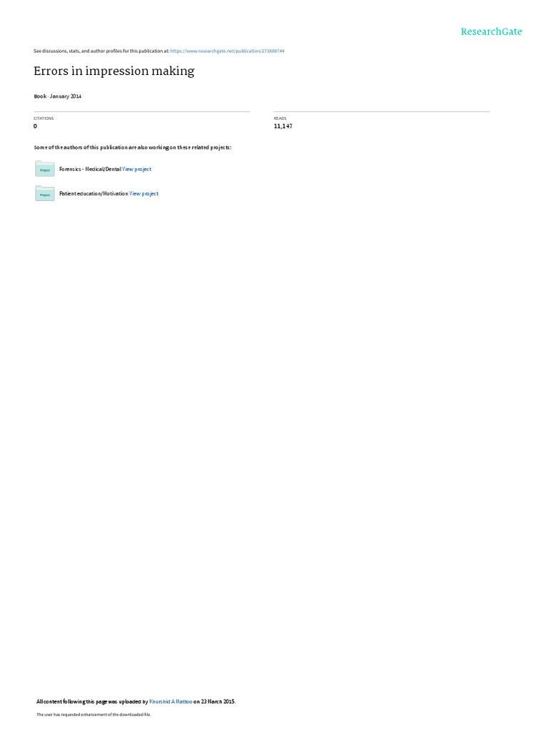 Errors in Impression Making | PDF | Dentures | Dentistry Branches