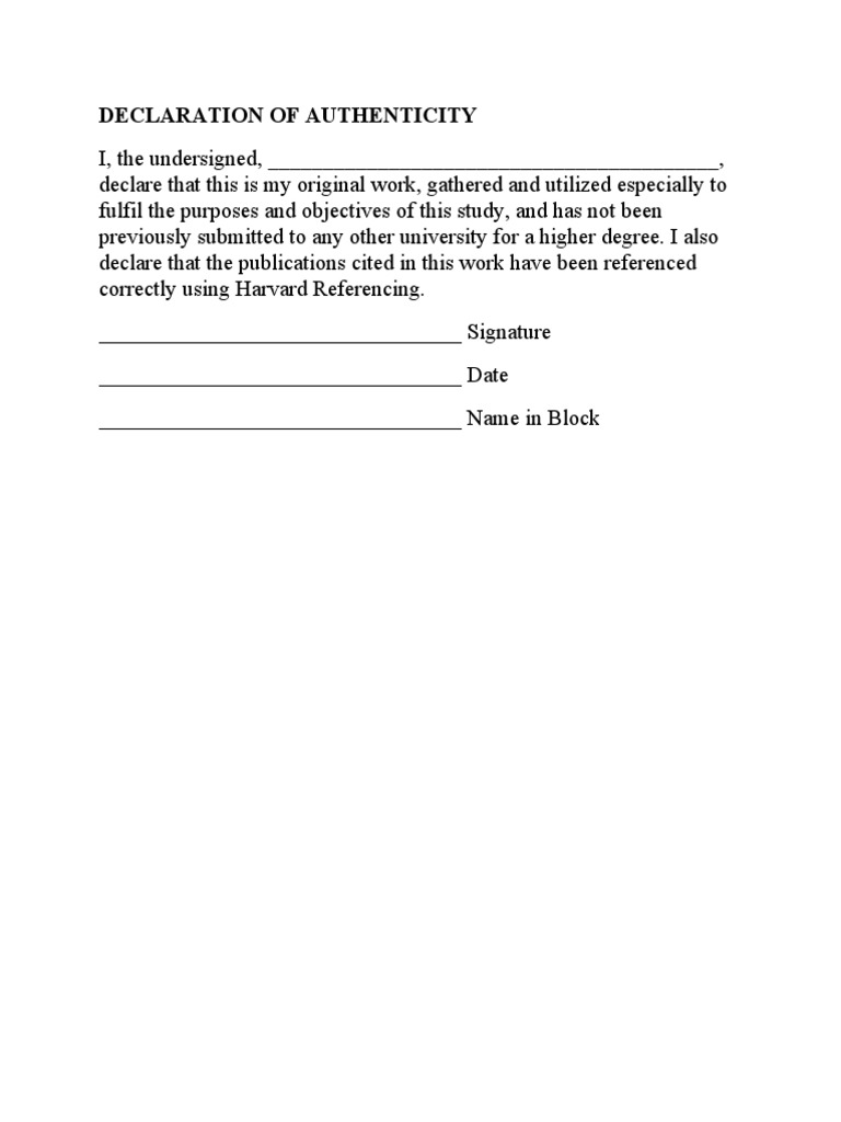 Declaration of Originality | PDF | Career & Growth