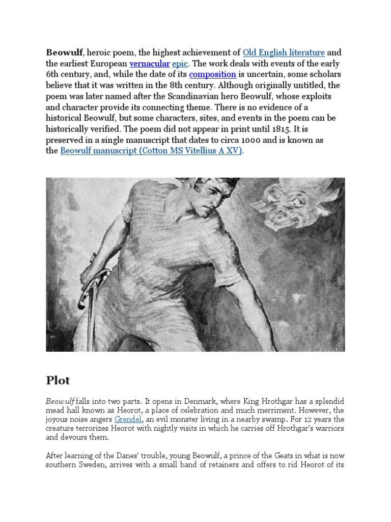 Old English Literature Epic: Beowulf, Heroic Poem, The Highest ...