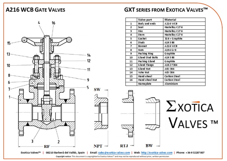 Gate Valve Cast A216 WCB Body Hastelloy C276 Trim | PDF | Valve | Plumbing
