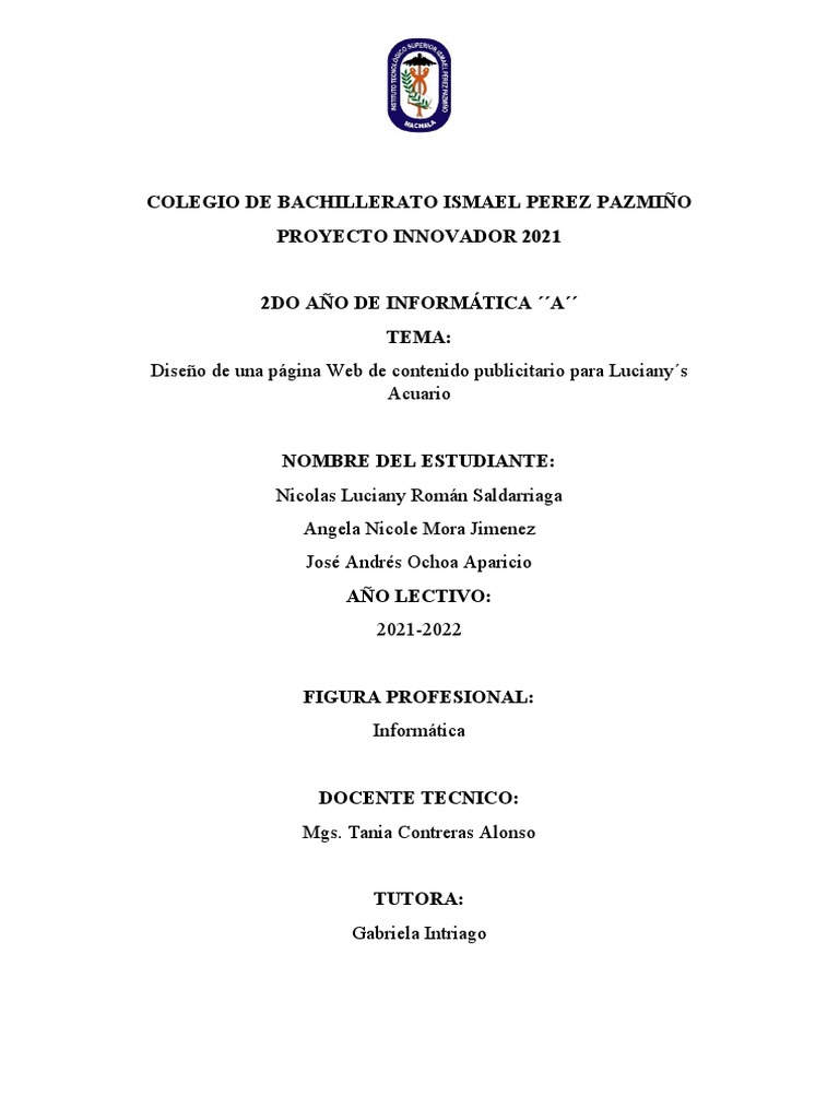 Caratula de Proyecto Innovador | PDF