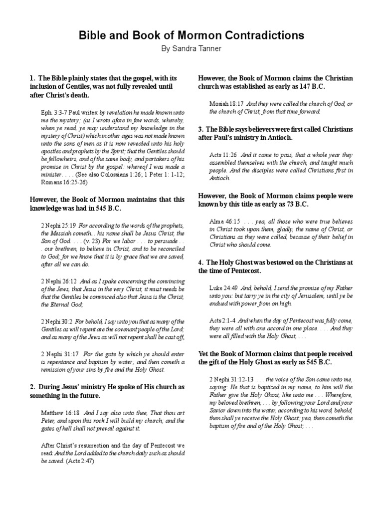 Bible and Book of Mormon Contradictions | PDF | Jesus | Book Of Mormon