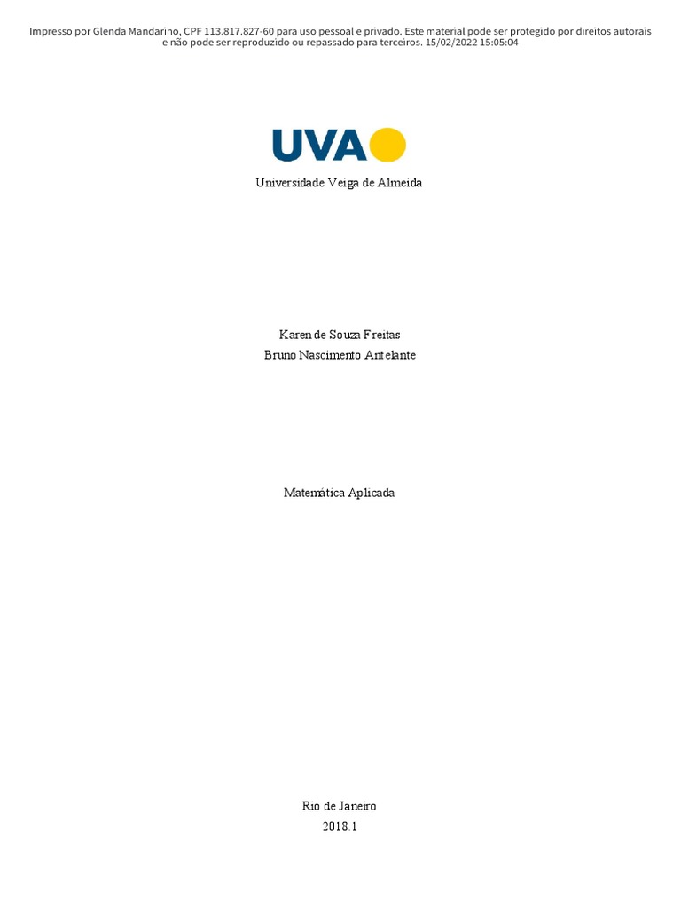 AVA1 Matemática Aplicada | PDF | Demanda | Preços AVA1 Matemática Aplicada | PDF | Demanda | Preços
