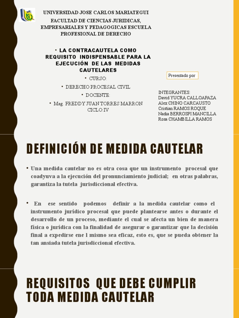 La Contracautela Como Requisito Indispensable para La Ejecución ...