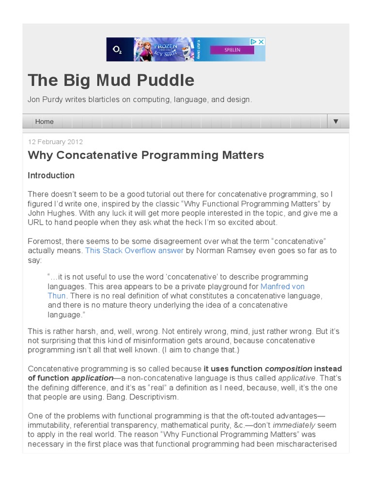 The Big Mud Puddle - Why Concatenative Programming Matters | PDF ...