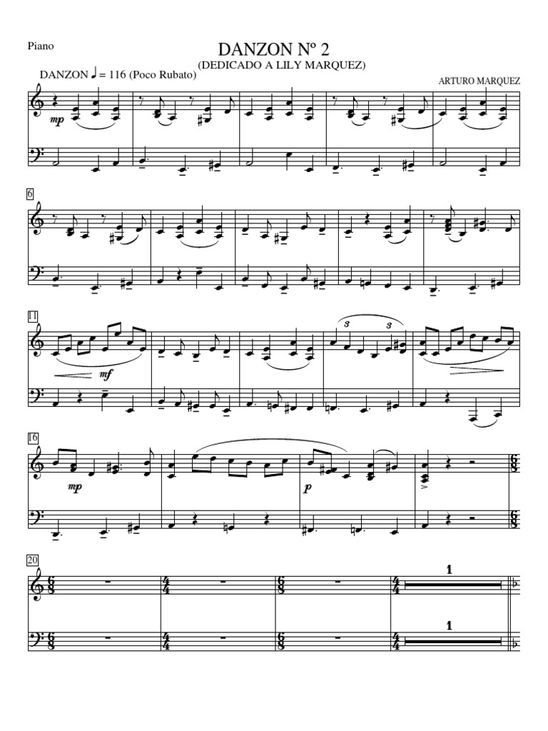 Danzon No 2 - Piano Partitura | PDF