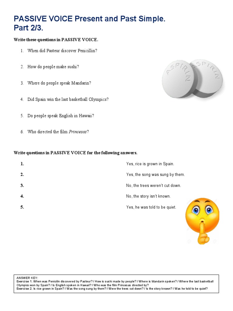 PASSIVE VOICE Present and Past Simple EXERCISES 3 - 3 | PDF