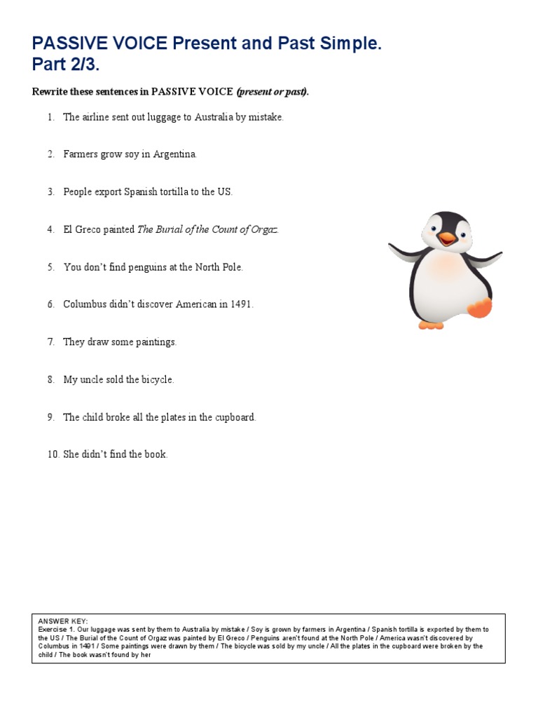 PASSIVE VOICE Present and Past Simple EXERCISES 2 - 3 | PDF