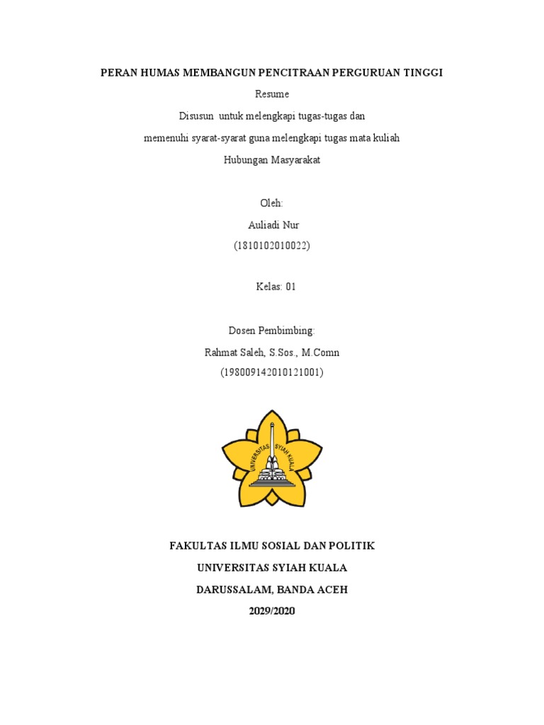 Humas dan Pencitraan Perguruan Tinggi | PDF