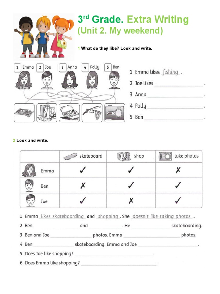 3rd Grade Extra Writing UNIT 2 | PDF