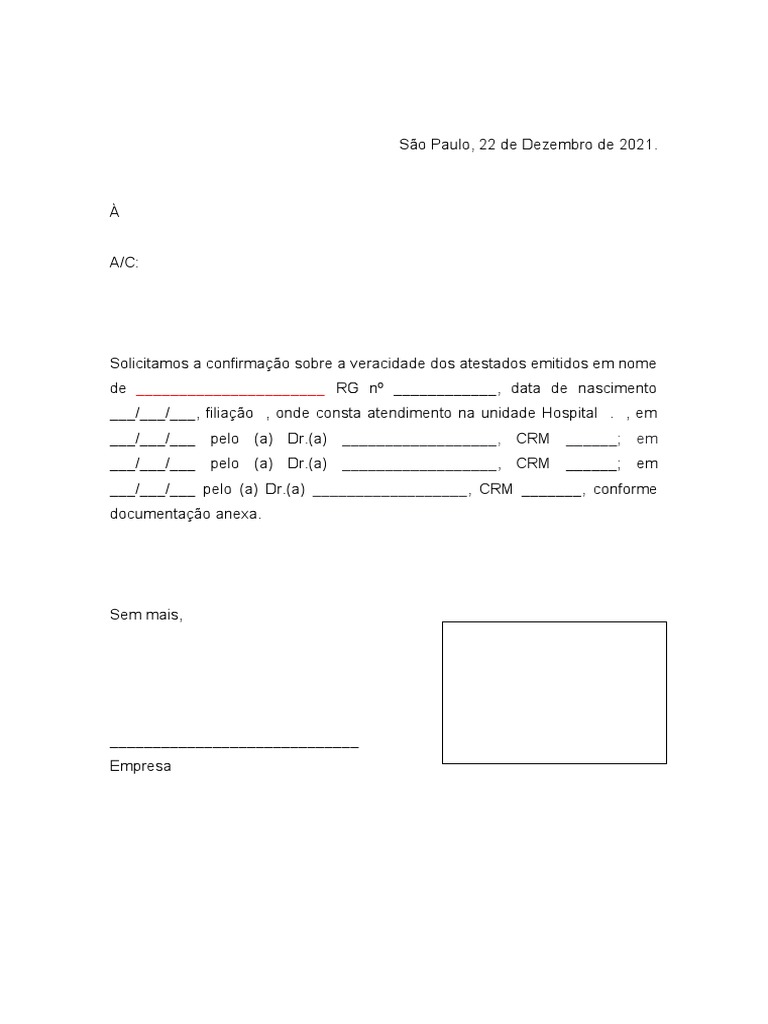 Modelo De Requerimento De Veracidade De Atestado Medico