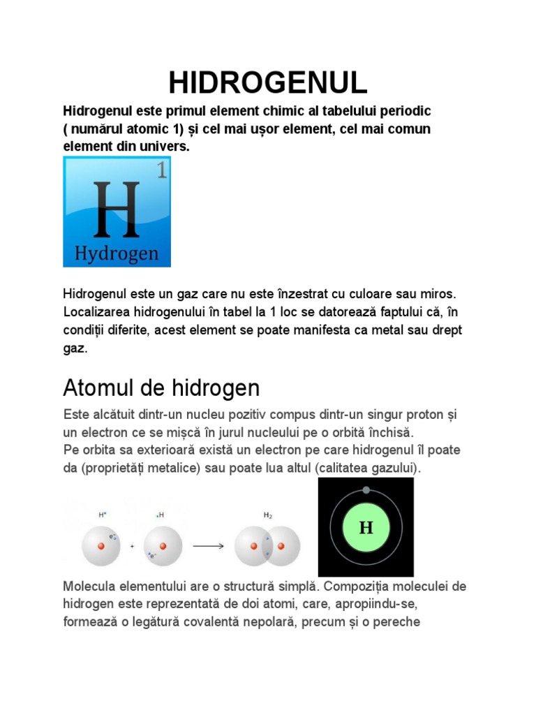 HIDROGENUL - Chimie | PDF