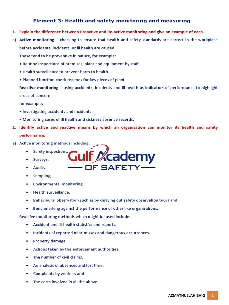 Element 4 - Questions and Answers | PDF | Occupational Safety And ...