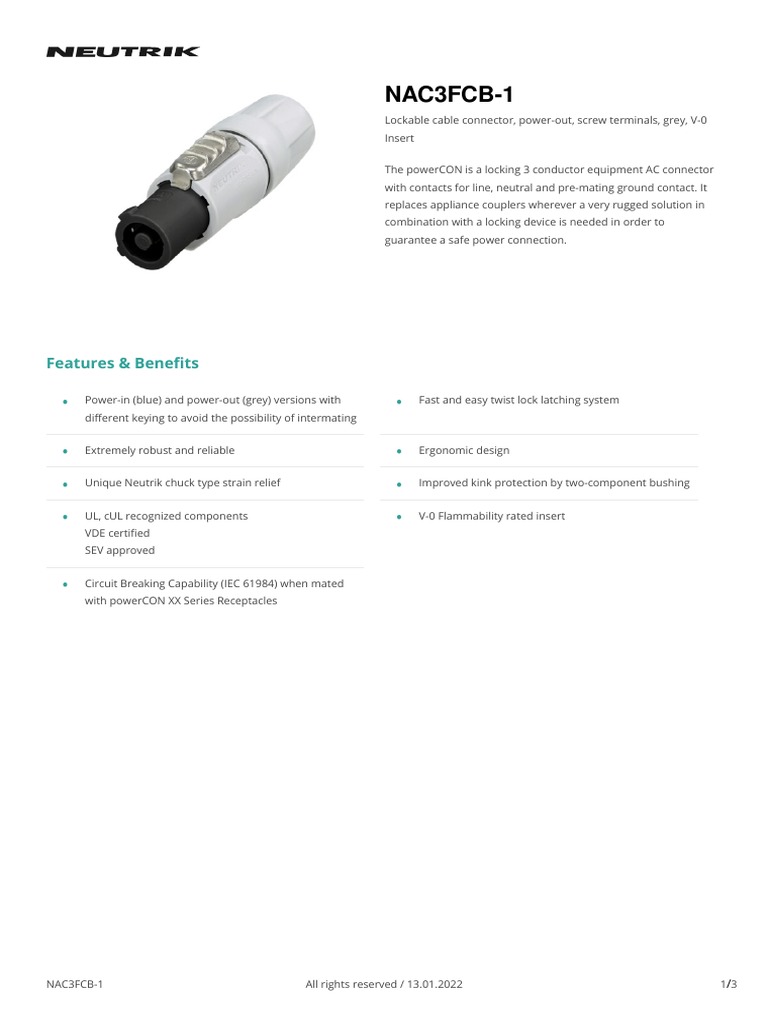 Conector Neutrik | PDF | Electrical Connector | Components