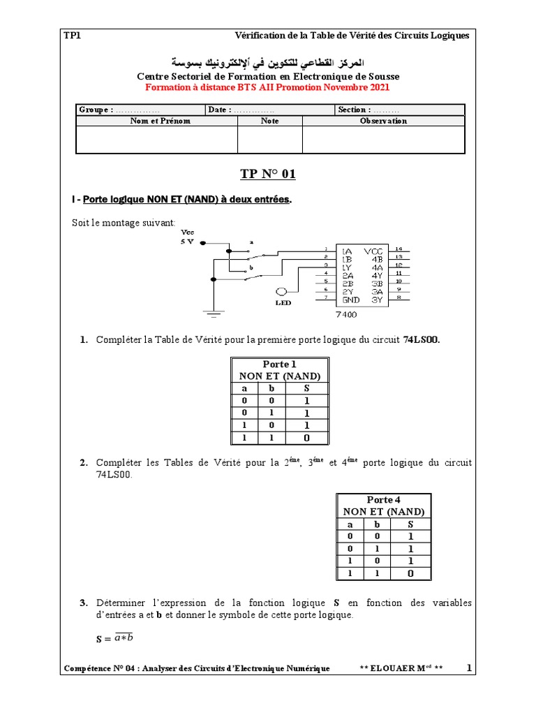 Vérification des Tables de Vérité Logiques | PDF | Fonction logique ...