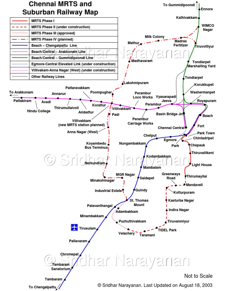 Chennai Mrts Suburban Map | PDF | Rail Transport | Transport