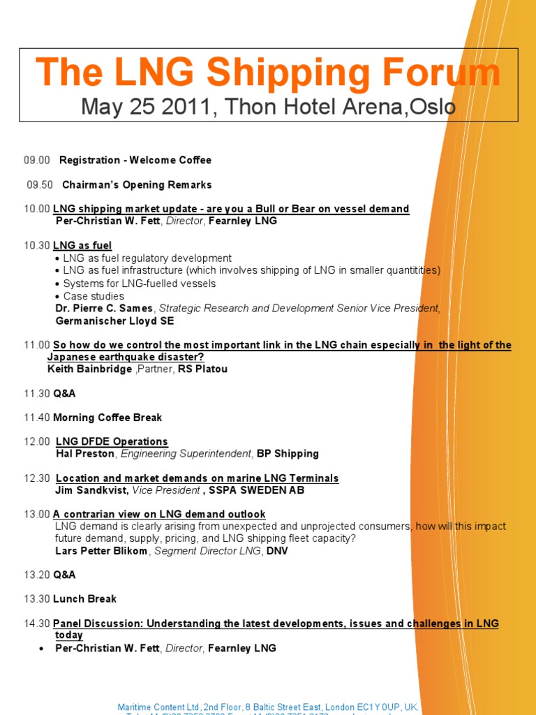 The LNG Shipping Forum 2011 | PDF | Liquefied Natural Gas | Singapore