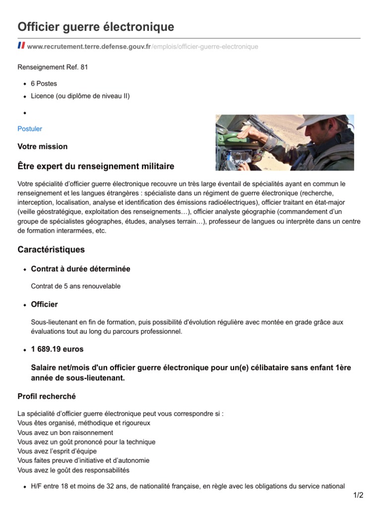 Officier Guerre Electronique | PDF | Personnel militaire | Espionnage