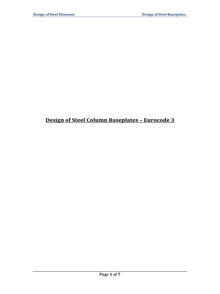 4b - Design of Steel Baseplates - Introduction, Examples, Solution ...
